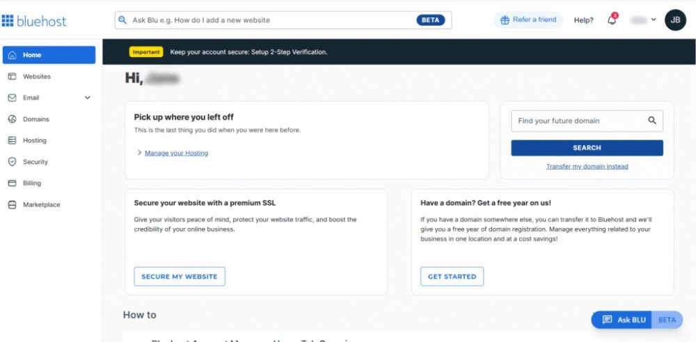 New Bluehost Account Manager: How to Login & Navigate